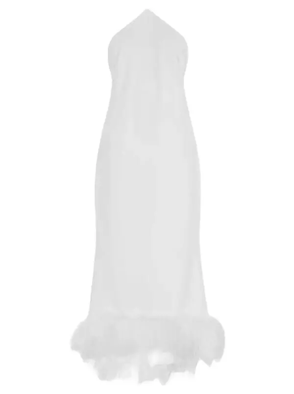 16Arlington Ade Feather-trimmed Midi Dress - White
