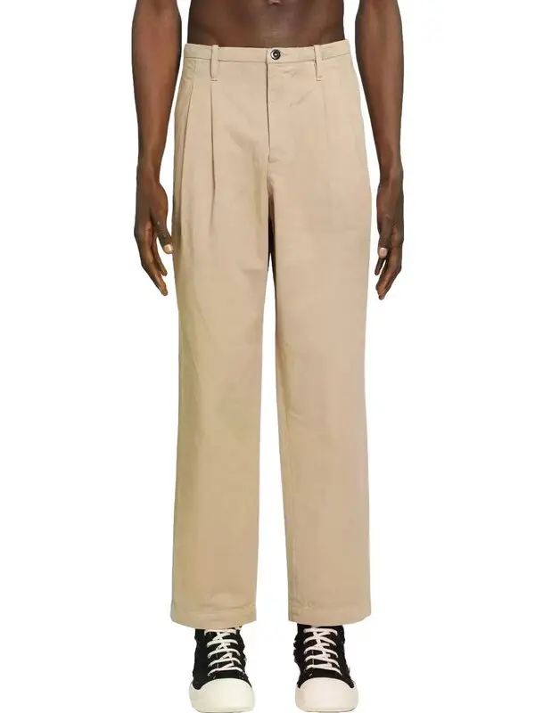 C.P. COMPANY Pleated Cotton-gabardine Loose Trousers - Neutrals