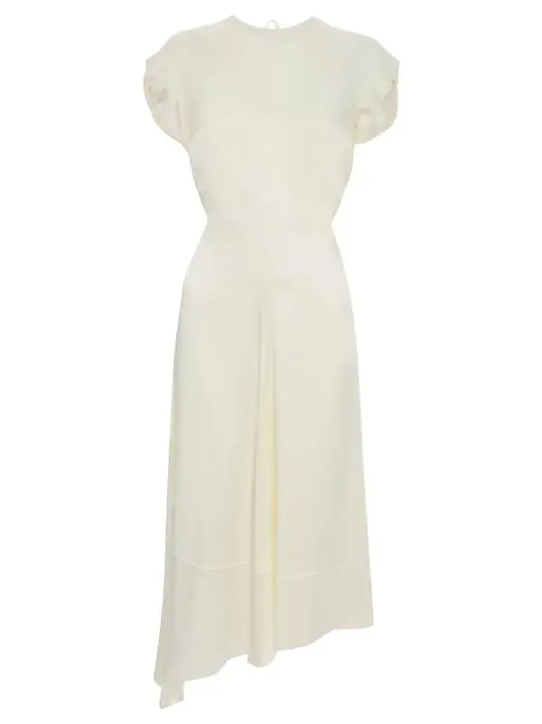 Victoria Beckham Twist Shoulder Asymmetric-hem Midi Dress - White