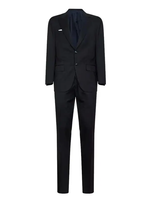 Kiton Single-breasted Peak-lapel Suit - Blue