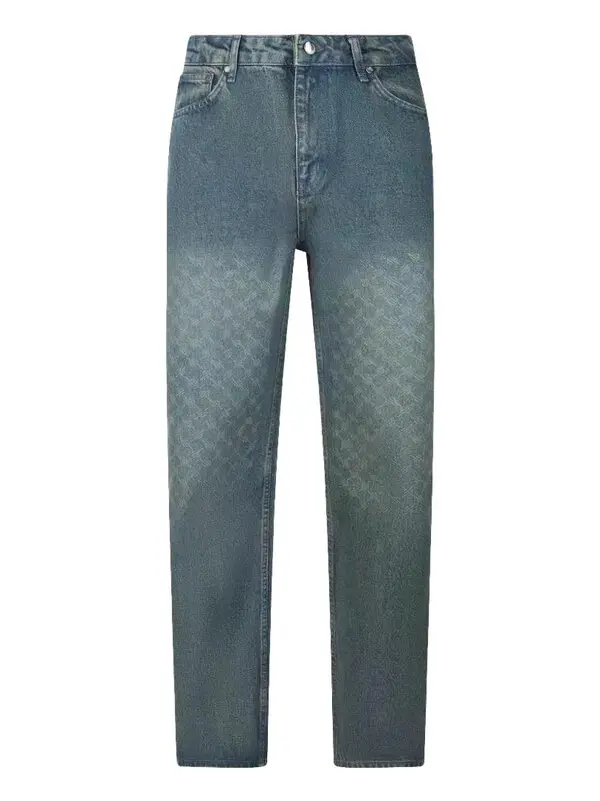 DAILY PAPER Monogram-pattern Faded Jeans - Blue