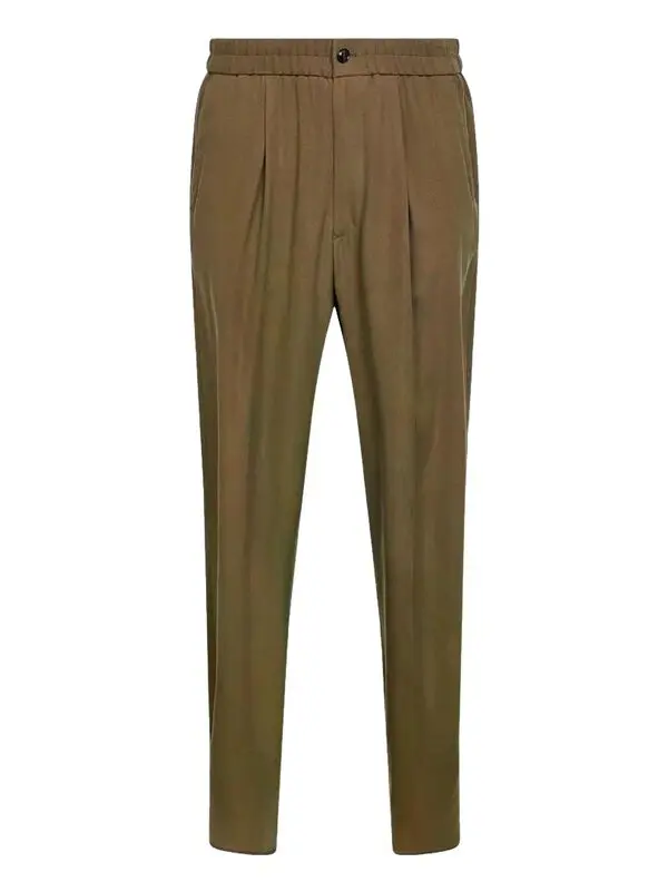 Giorgio Armani Pleated Trousers With Elasticated Waistband - Brown