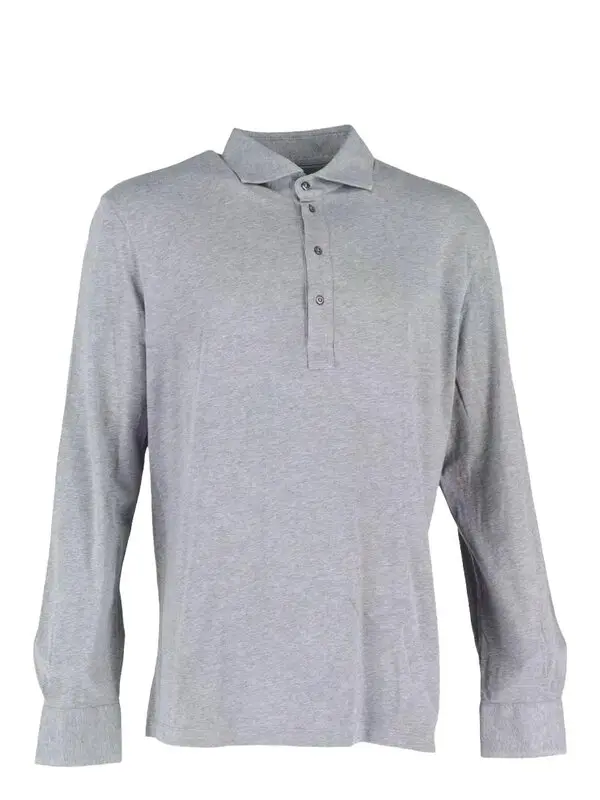 Brunello Cucinelli Mélange-effect Long-sleeve Polo Shirt - Grey