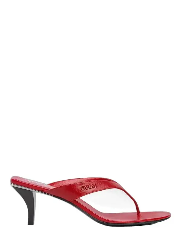 Gucci 55mm Vittoria Leather Heeled Sandals - Red