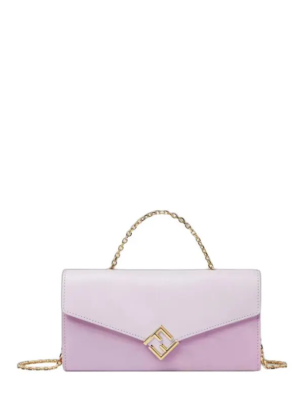 Fendi Ff Diamonds Leather Clutch - Purple