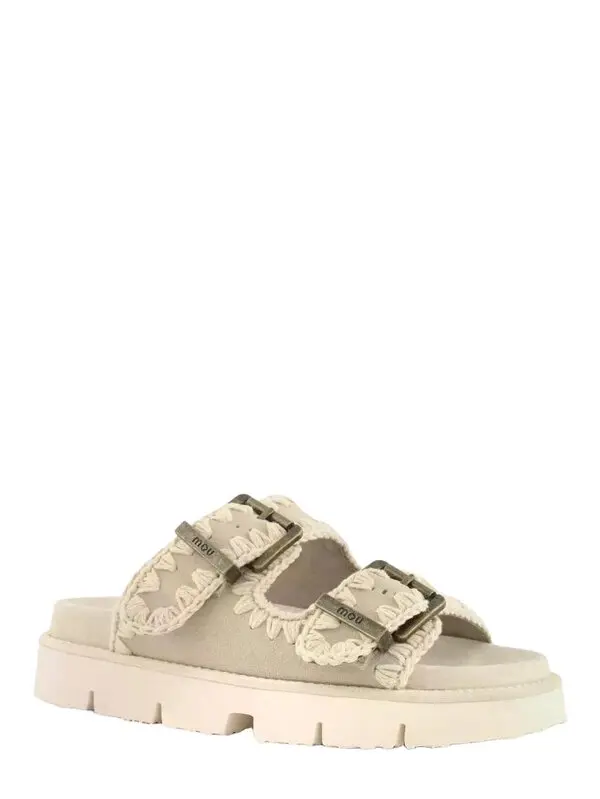 Mou Bio Crochet-trim Buckle-strap Sandals - Neutrals