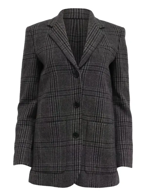Theory Plaid Blazer With Elbow Patches - Grey