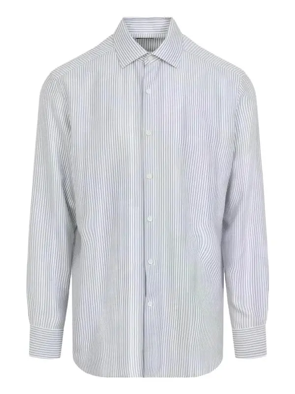 Zegna Striped Silk Shirt - White
