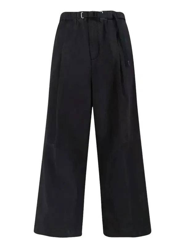 WHITE SAND Belted Pleated Trousers - Black