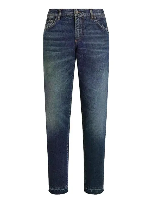 Dolce & Gabbana Faded-effect Whiskered Jeans - Blue