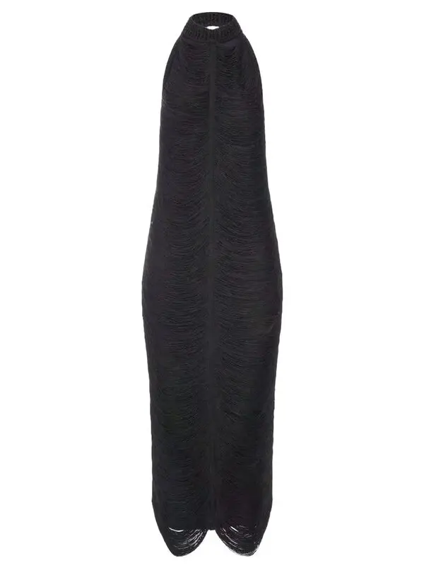 BLESS Beryl Fringed Midi Dress - Black