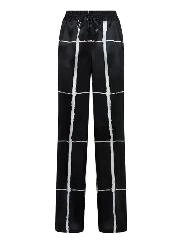 Kiton Geometric-print Silk Trousers - Black