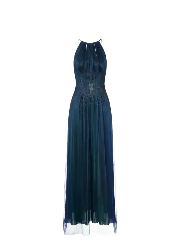 Giorgio Armani Rhinestone-embellished Maxi Dress - Blue