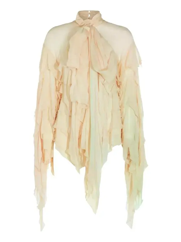 Blumarine Ruffled Asymmetric Blouse - Neutrals