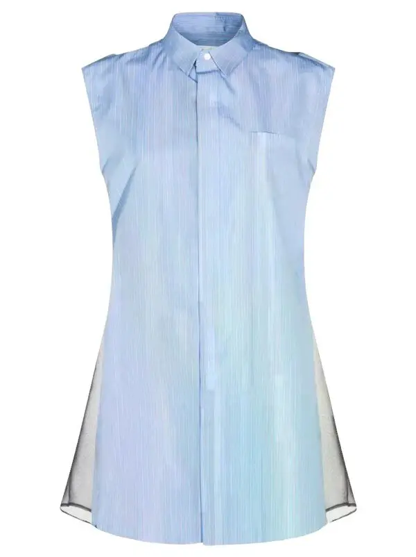 Sacai Stripe-pattern Pleated Shirt Dress - Blue