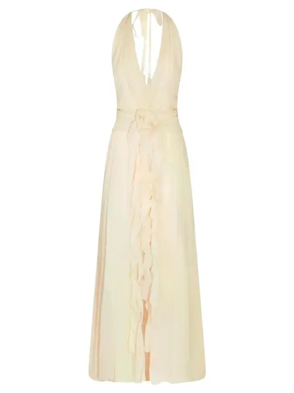 Blumarine Floral-appliqué Maxi Dress - Neutrals