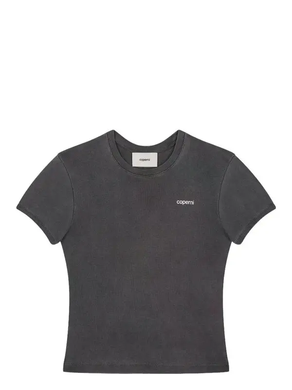 Coperni Logo-print Cropped T-shirt - Grey