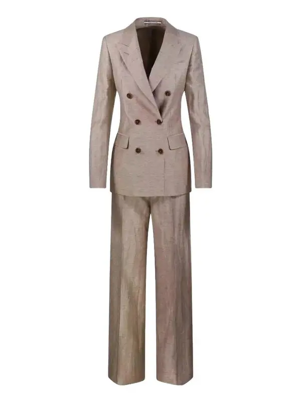 Tagliatore Double-breasted Slub-texture Suit - Neutrals