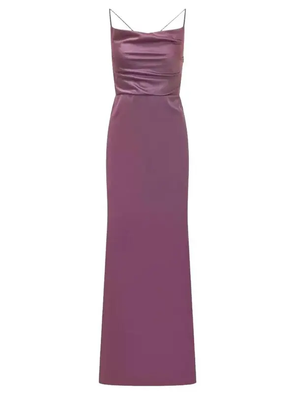 ACTUALEE Gathered Cowl-neck Maxi Dress - Purple