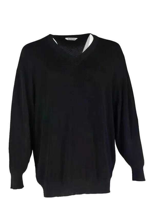 Balenciaga V-neck Sweater - Black