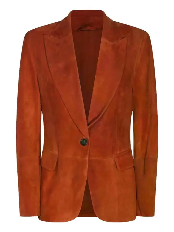 Brunello Cucinelli Suede Blazer With Monili Chain Detail - Red