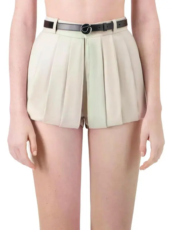 Coperni Pleated Wool Shorts - Brown