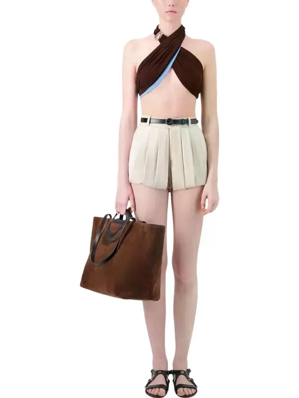 Coperni Pleated Wool Shorts - Neutrals
