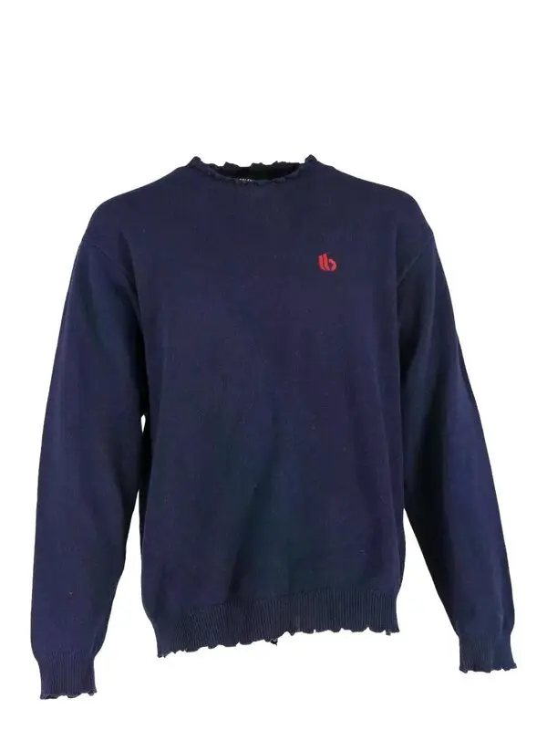 Balenciaga Logo-embroidered Pullover Sweater - Blue