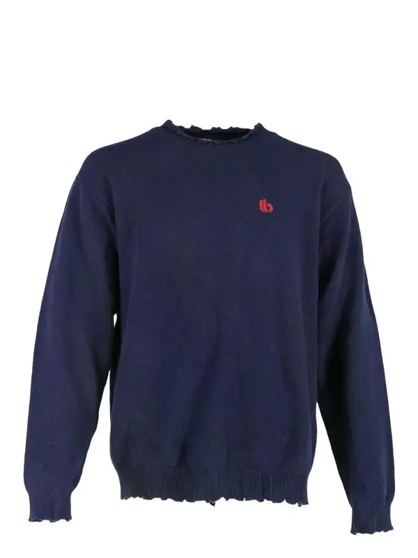 Balenciaga Logo-embroidered Pullover Sweater - Blue