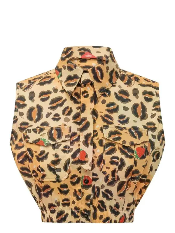 ALESSANDRO ENRIQUEZ Animal-print Cropped Shirt - Neutrals