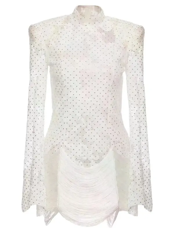 NISSA Lace Mini Dress - White