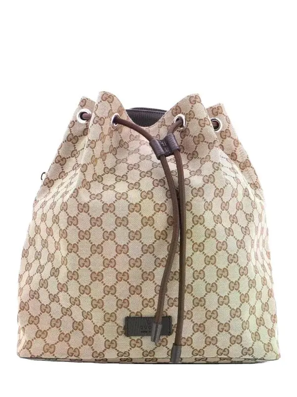 Gucci Drawstring Gg Canvas Medium Backpack - Brown
