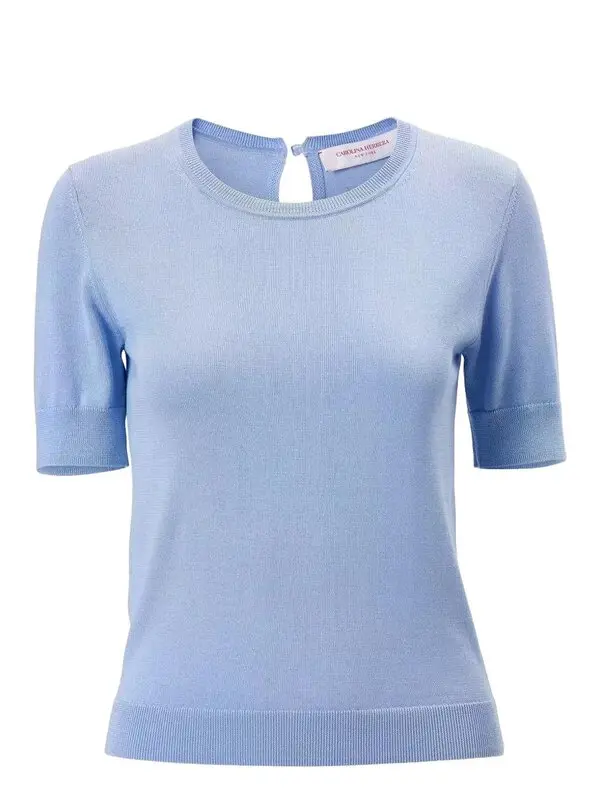 Carolina Herrera Crewneck Silk-cotton Top - Blue