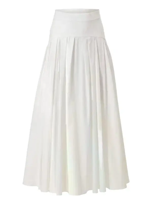 Carolina Herrera Drop Waist Pleated Midi Skirt - White