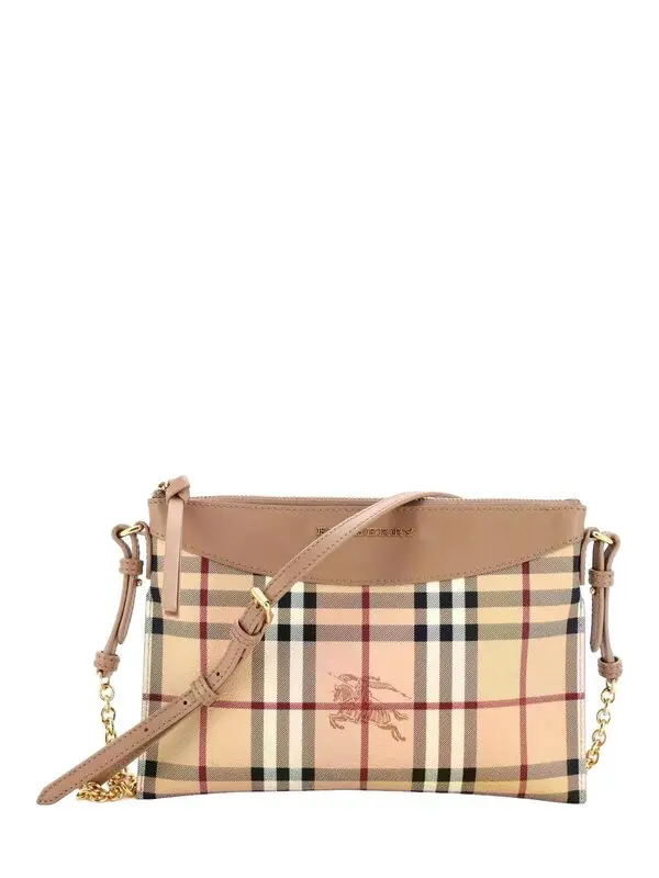 Burberry Peyton Haymarket Coated Canvas Crossbody Bag - Brown