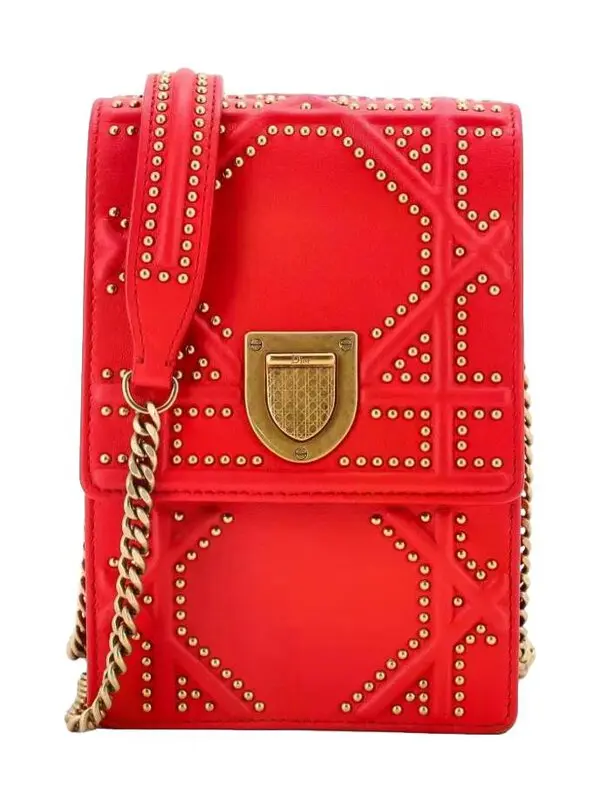 Dior Diorama Vertical Clutch On Chain - Red