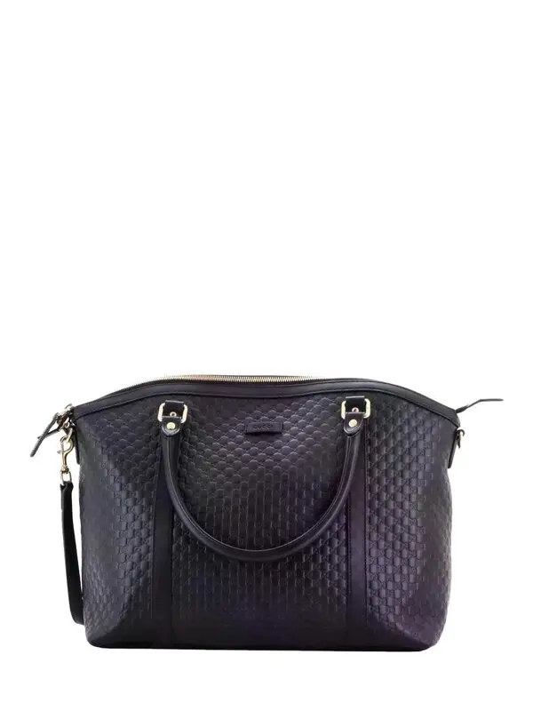 Gucci Britt Convertible Dome Microissima Leather Medium Satchel - Black