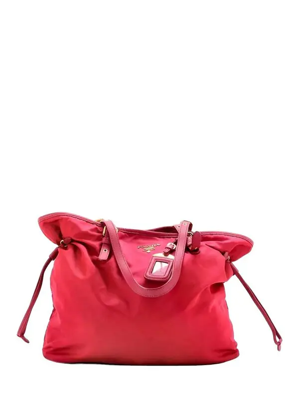 Prada Belted Tessuto And Leather Medium Tote Bag - Pink
