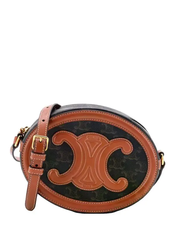 Celine Triomphe Coated Canvas And Leather Crossbody Bag - Brown