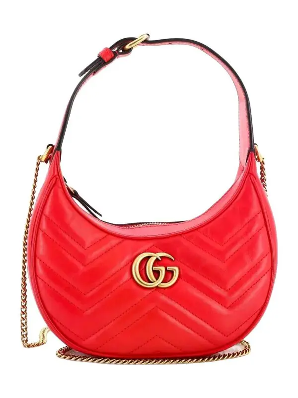 Gucci Gg Marmont Half Moon Matelasse Mini Hobo Bag - Red