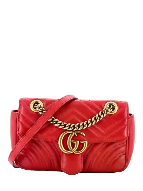 Gucci Gg Marmont Flap Mini Crossbody Bag - Red