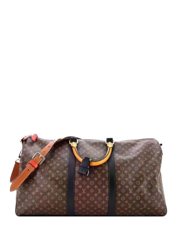LOUIS VUITTON Keepall Bandouliere Limited Edition Patchwork 50 Travel Bag - Brown