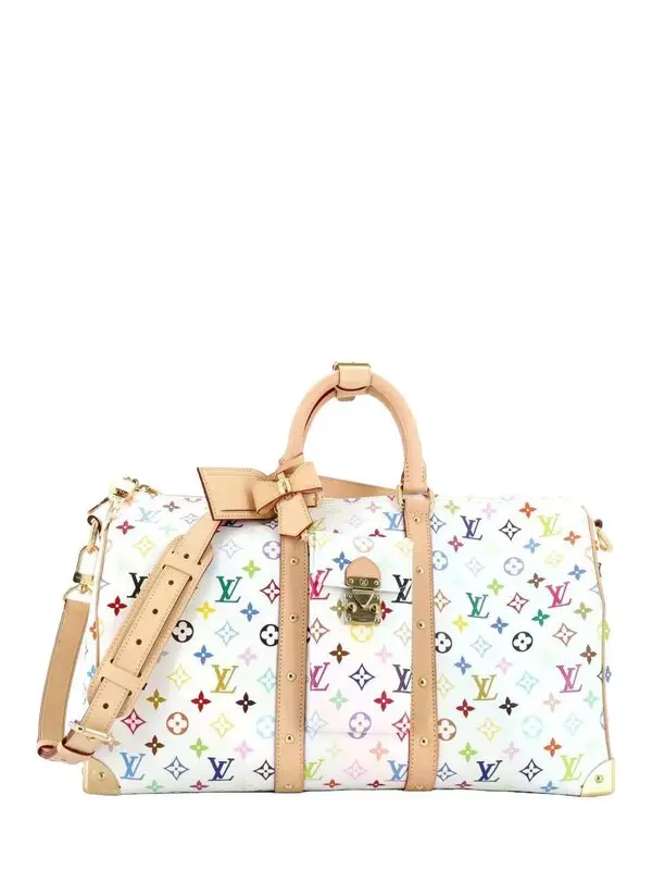 LOUIS VUITTON Keepall Bandouliere 45 Travel Bag Monogram Multicolor - White