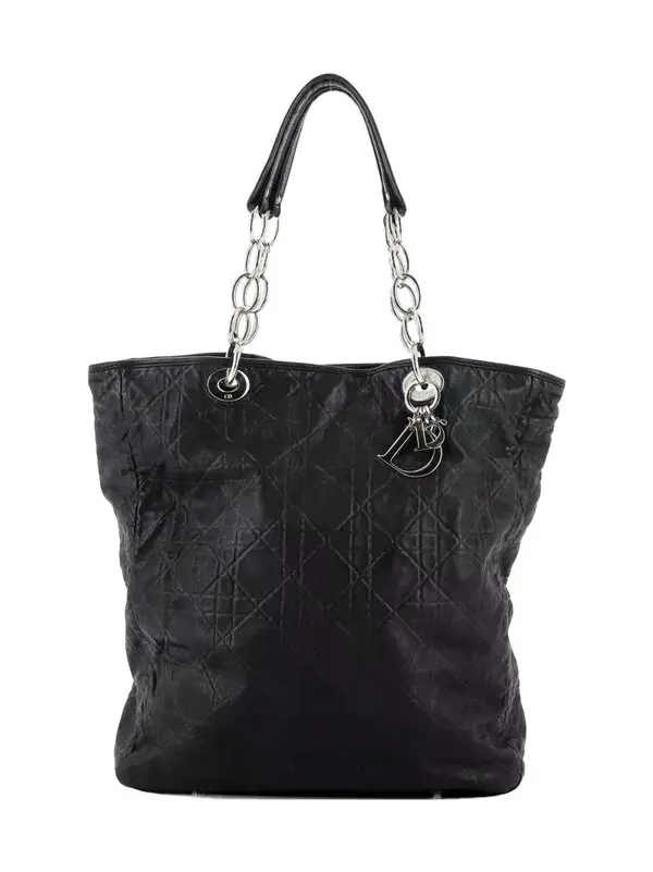 Dior North South Soft Chain Cannage Stitch Medium Tote Bag - Black