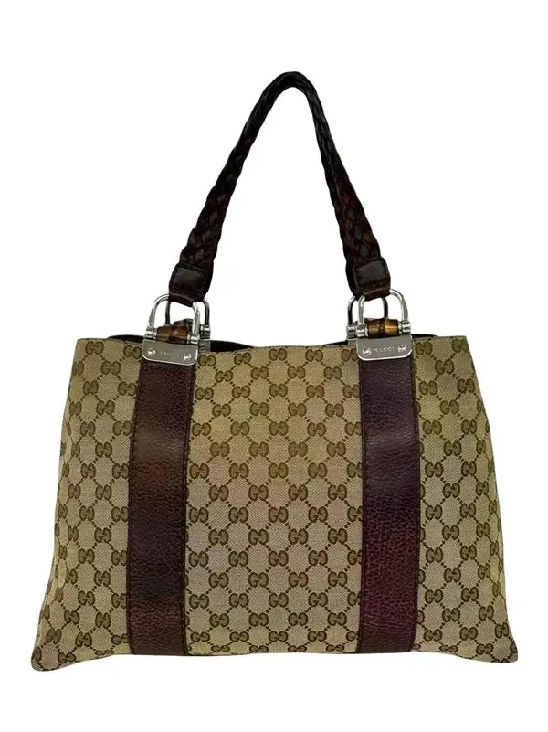 Gucci Gg Canvas Bamboo Libeccio Tote Bag - Neutrals