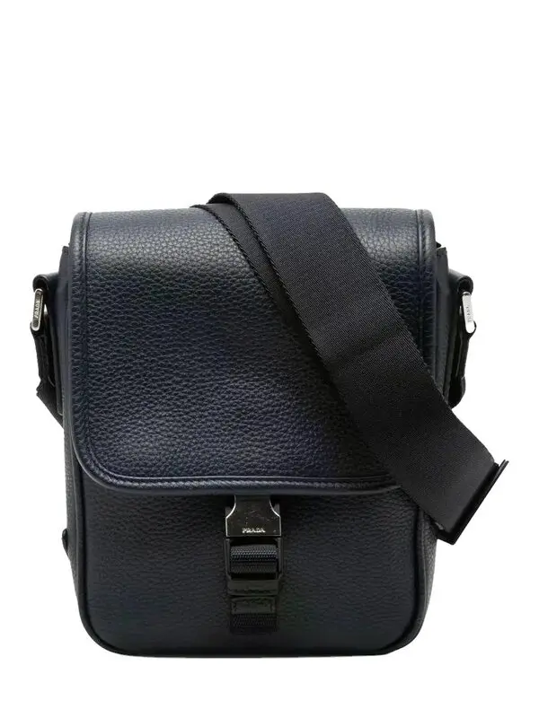 Prada Vitello Phenix Buckle Messenger Bag - Blue