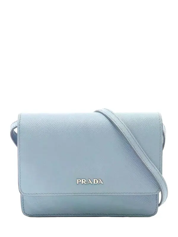 Prada Saffiano Wallet On Strap Crossbody Bag - Blue