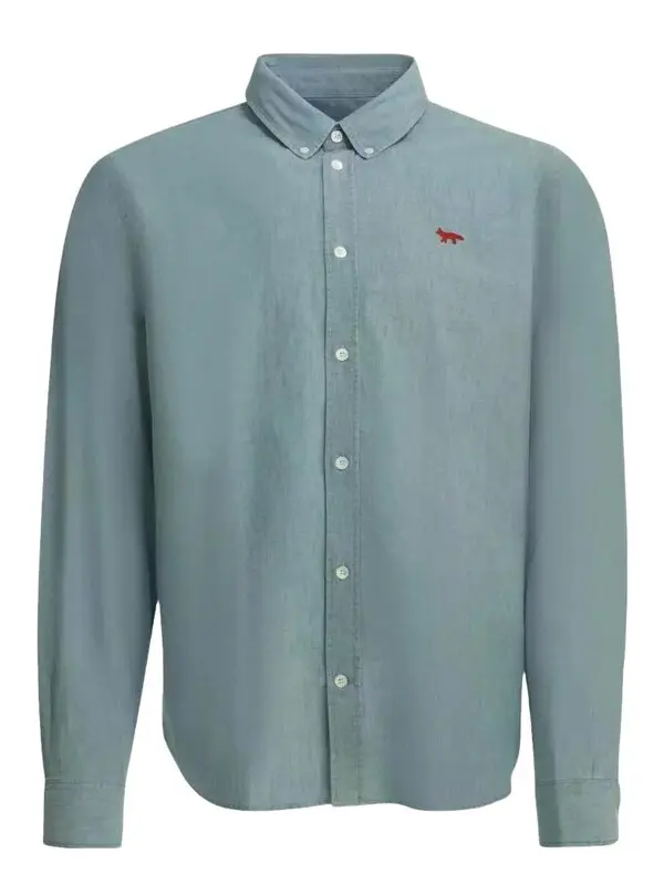 Maison Kitsuné Pocket Embroidered Shirt - Blue