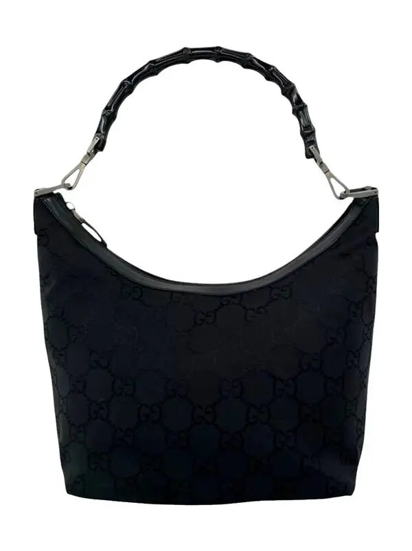 Gucci Gg Nylon Bamboo Shoulder Bag - Black