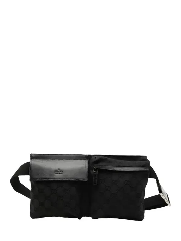 Gucci Gg Canvas Double Pocket Belt Bag - Black